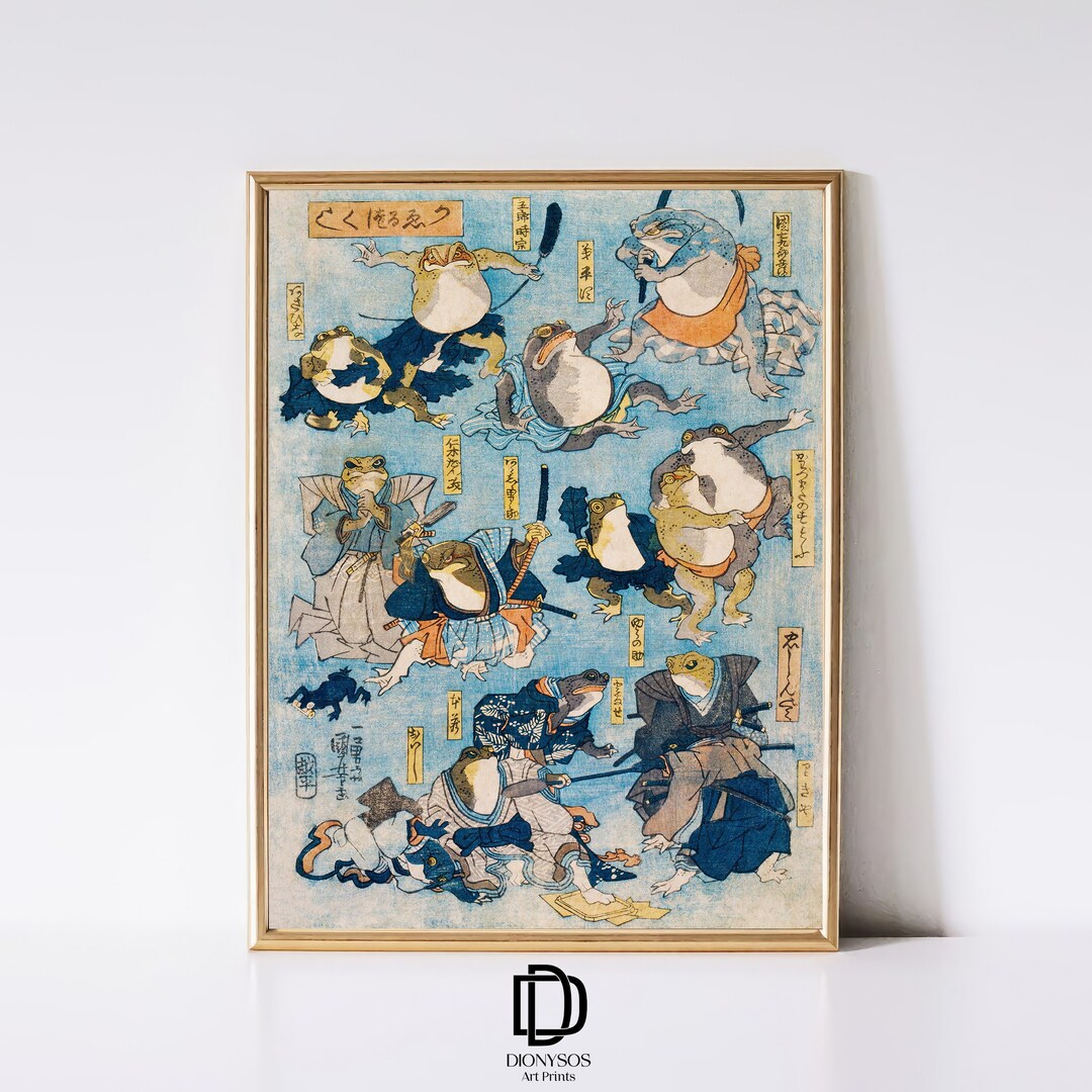 Japanese Samurai Frog Print, Artful Toad Poster, Ukiyo-e Frog Print ...