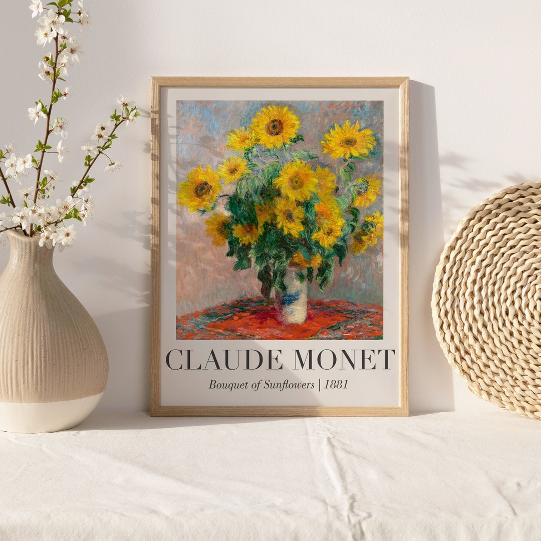 Claude Monet Sunflower Print, Artful Monet Wall Art, Flower Bouquet ...