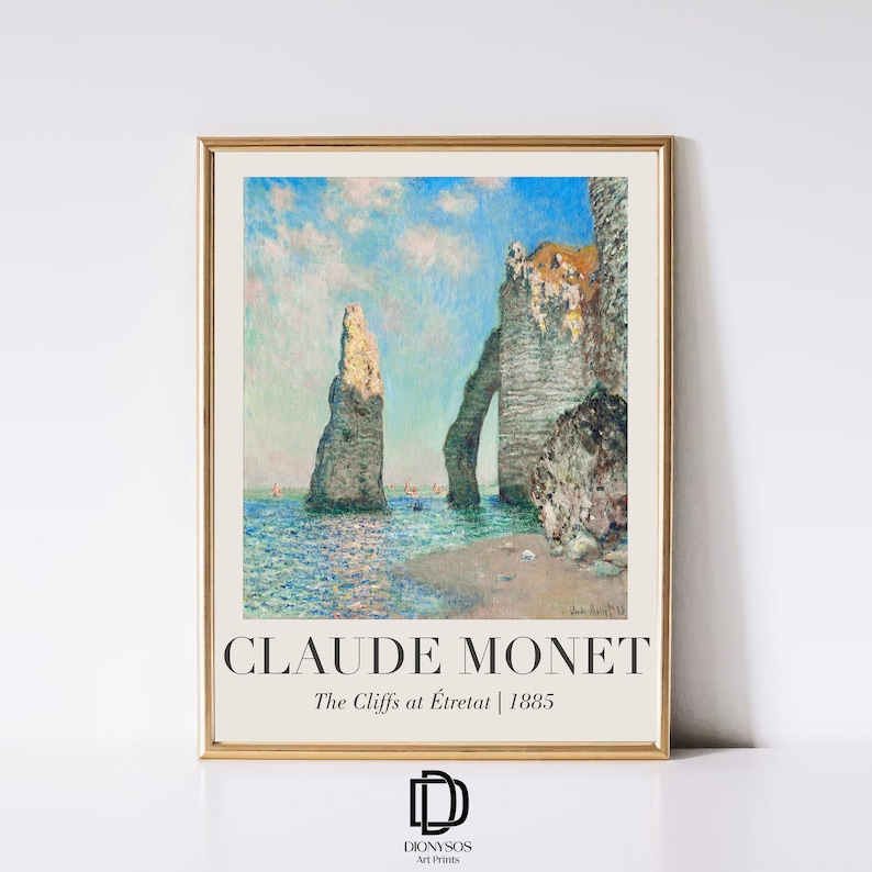 Monet Cliffs at Etretat Print, Vintage Seascape Poster (digital ...