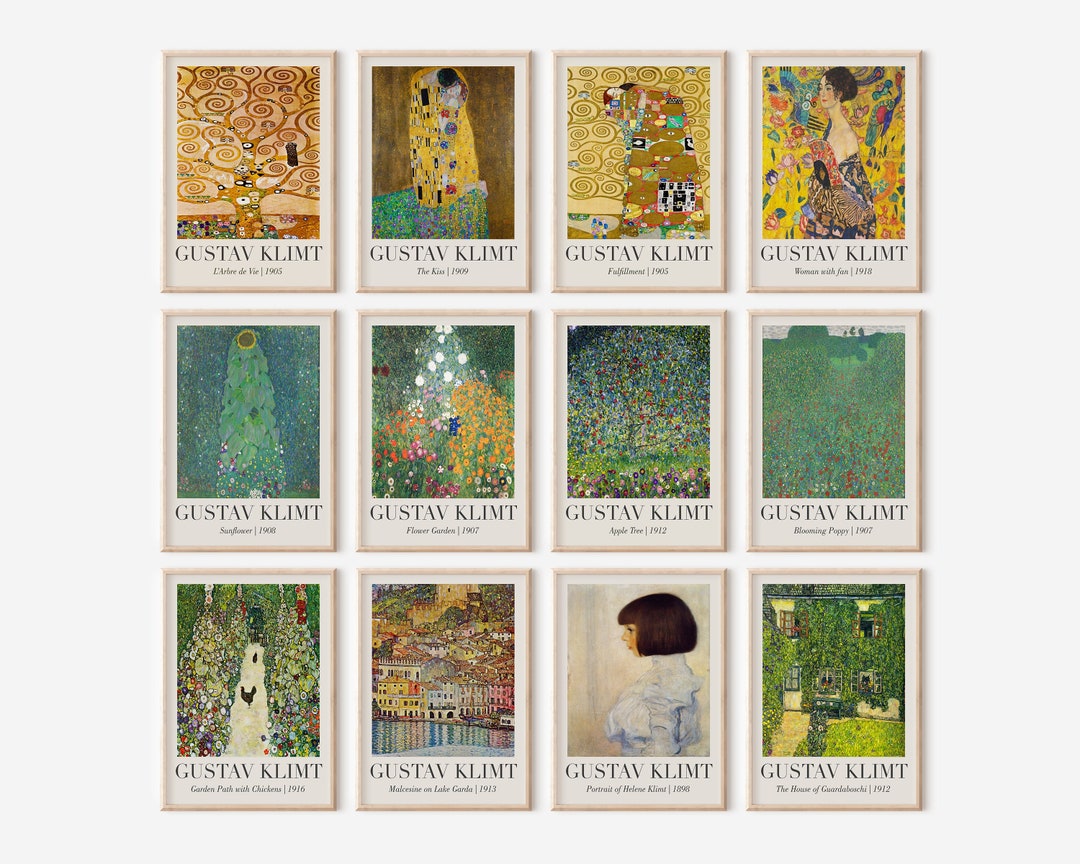 Artful Gustav Klimt Printable Wall Art Set of 12, Vintage Gallery Print ...