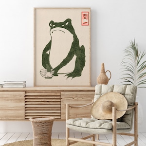 Japanese Matsumoto Hoji Frog Print, Vintage Frog Woodblock Poster ...