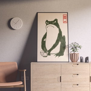 Japanese Matsumoto Hoji Frog Print, Vintage Frog Woodblock Poster ...
