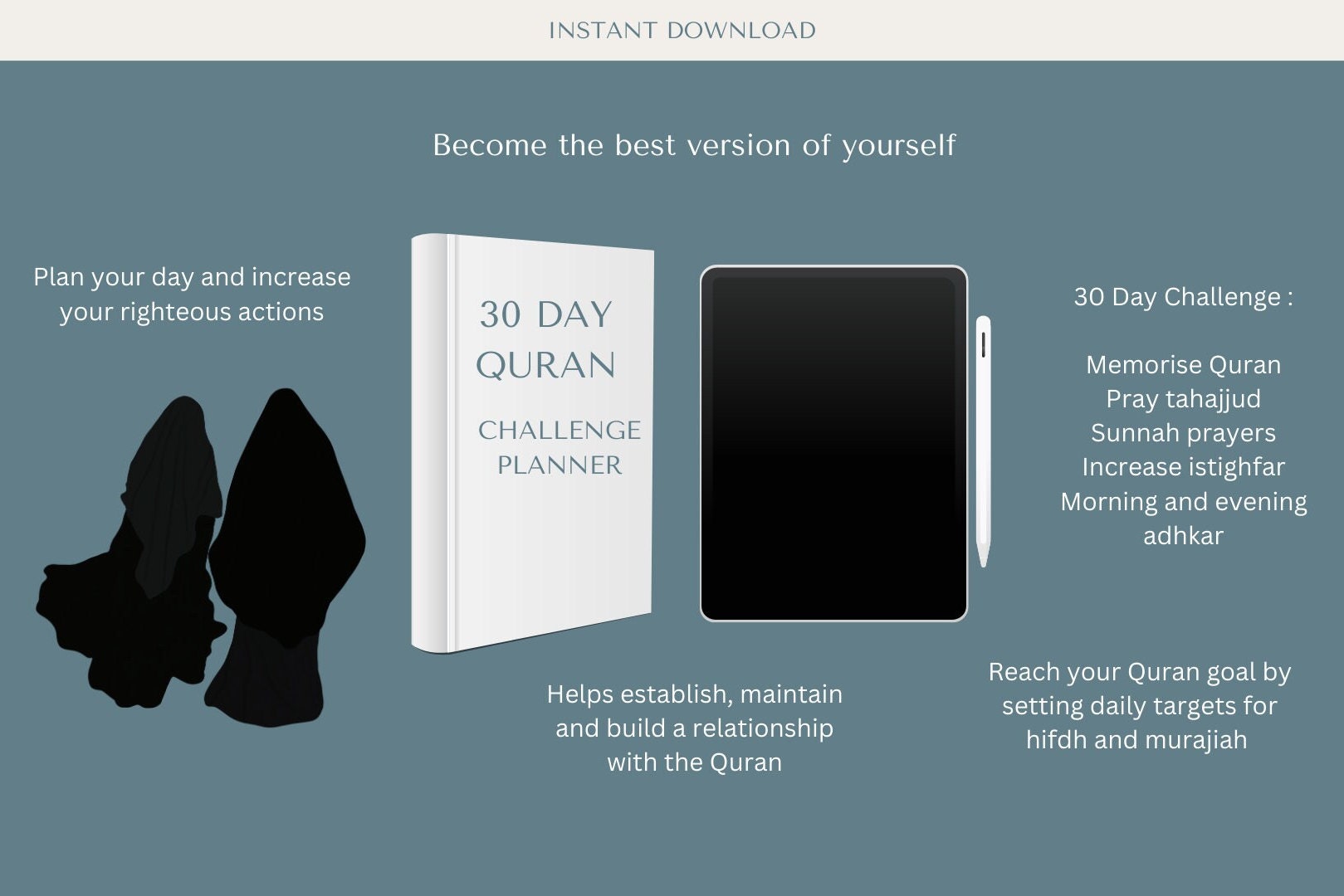 PDF Digital Quran Hifdh Planner | 30 Day Quran Challenge, Productivity ...