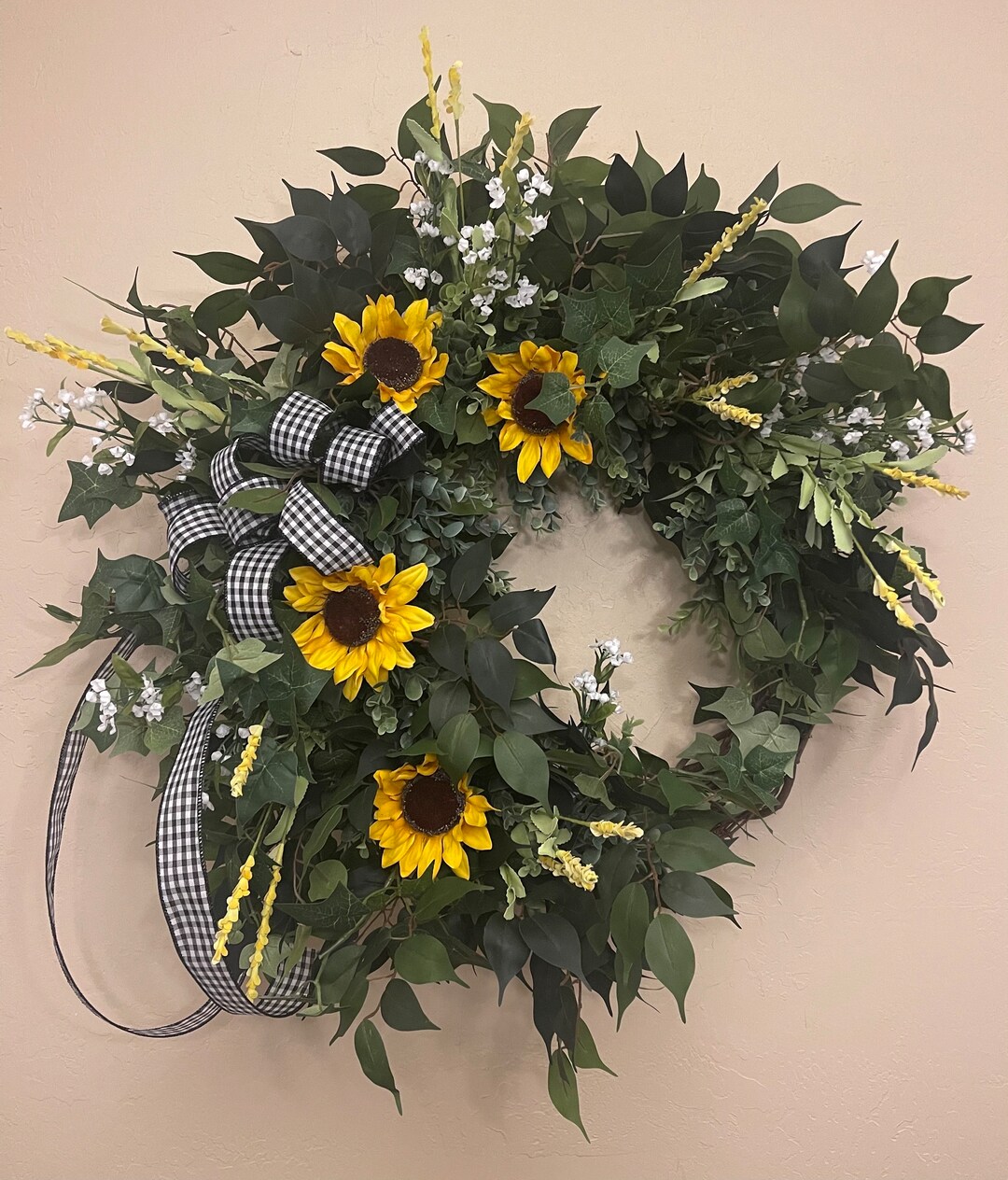Sunflower Wreath for Front Door, Sunflower Wreath Porch Decor ...