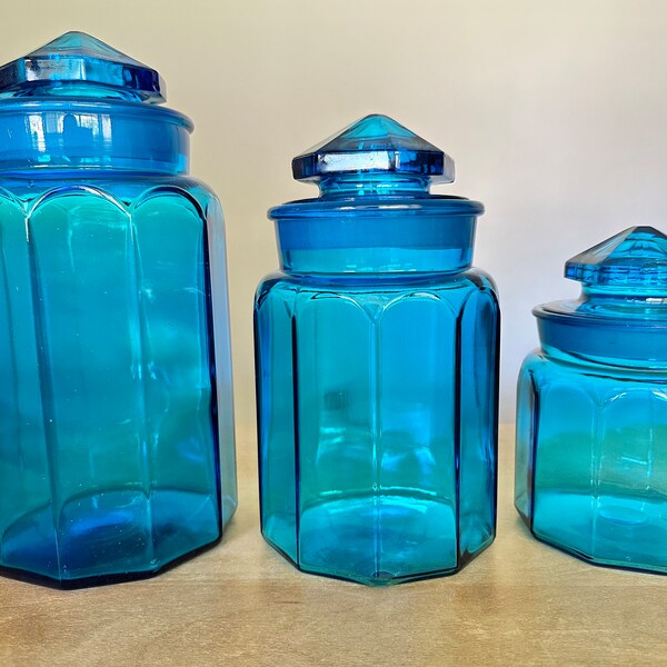 Blue Glass Canisters - Etsy