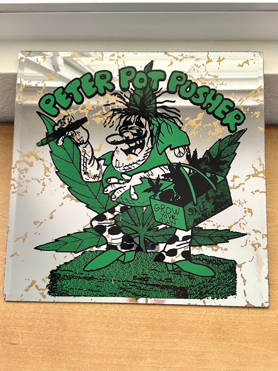 Glass Mirror Art Peter Pot Pusher 1970s Graphics Wall Decor 12”, Gold ...