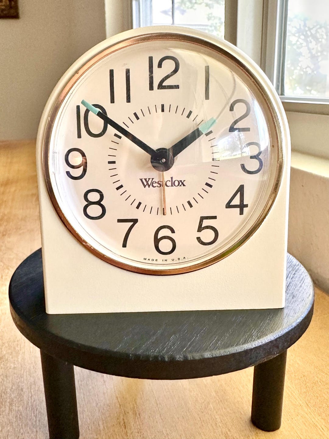Vintage Westclox Alarm Clock off White Case White Face Large Numbers ...