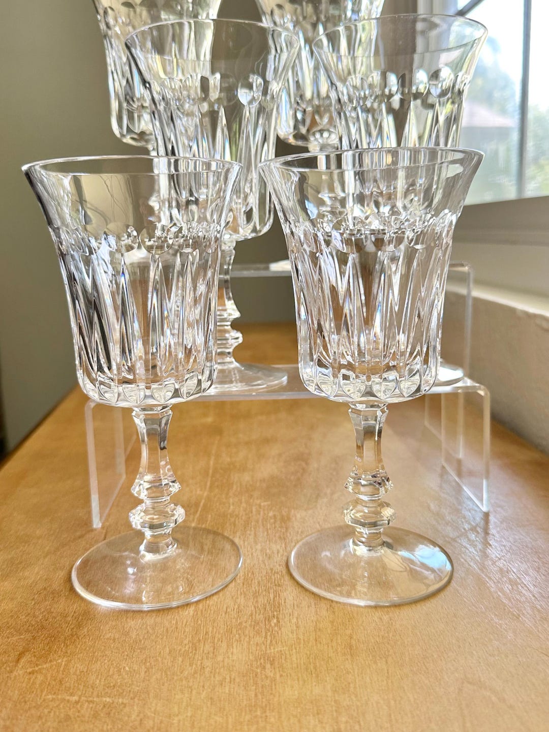 Gorham De Medici Fine Crystal Glass Wine Glasses Water Goblets Set of ...