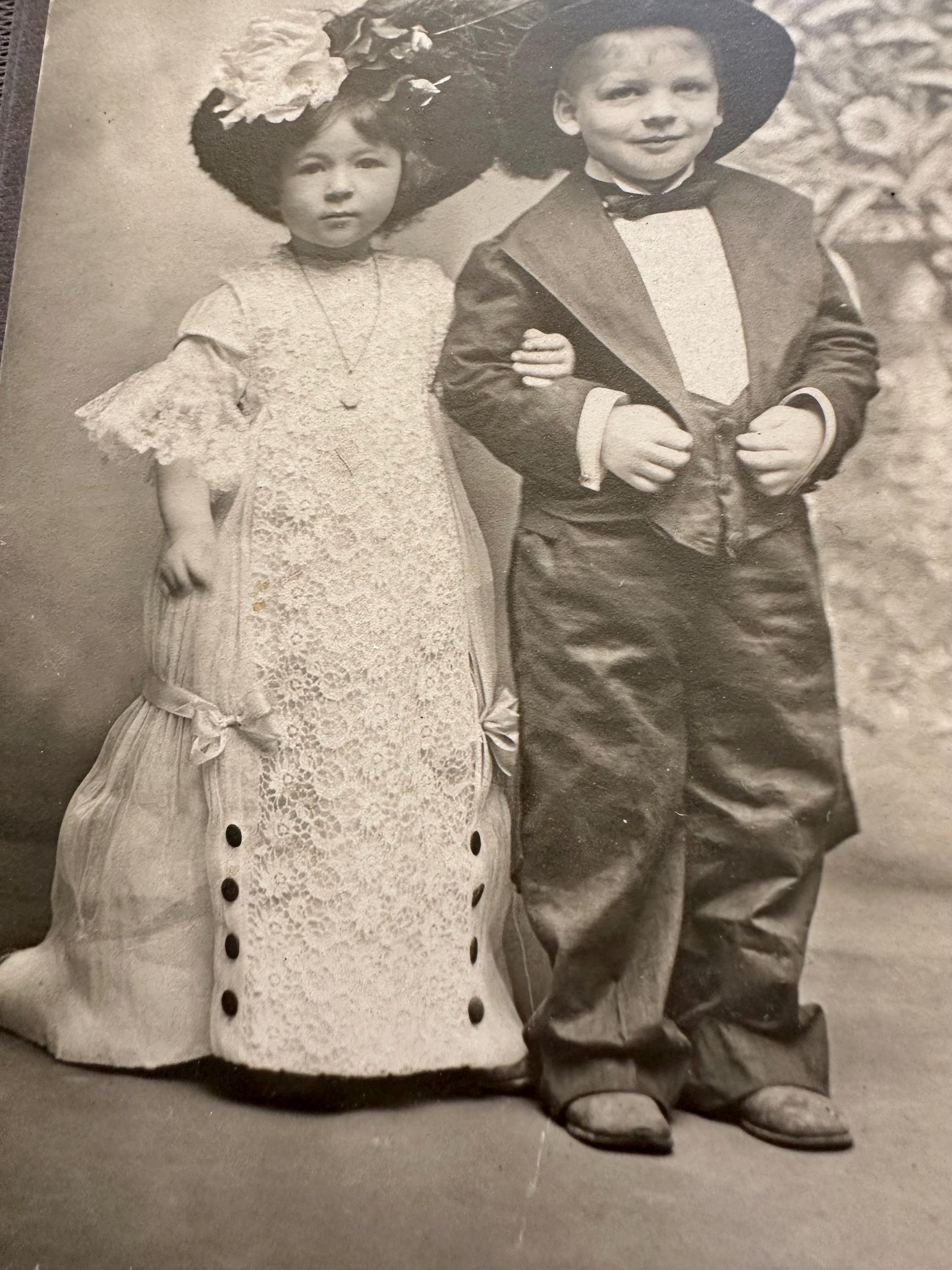 Antique Unique Early 1900s Little People Couple Black and White Studio ...