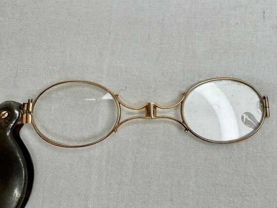 14k Gold Rimmed Folding Flip Out Lorgnette Opera Spec… - Gem