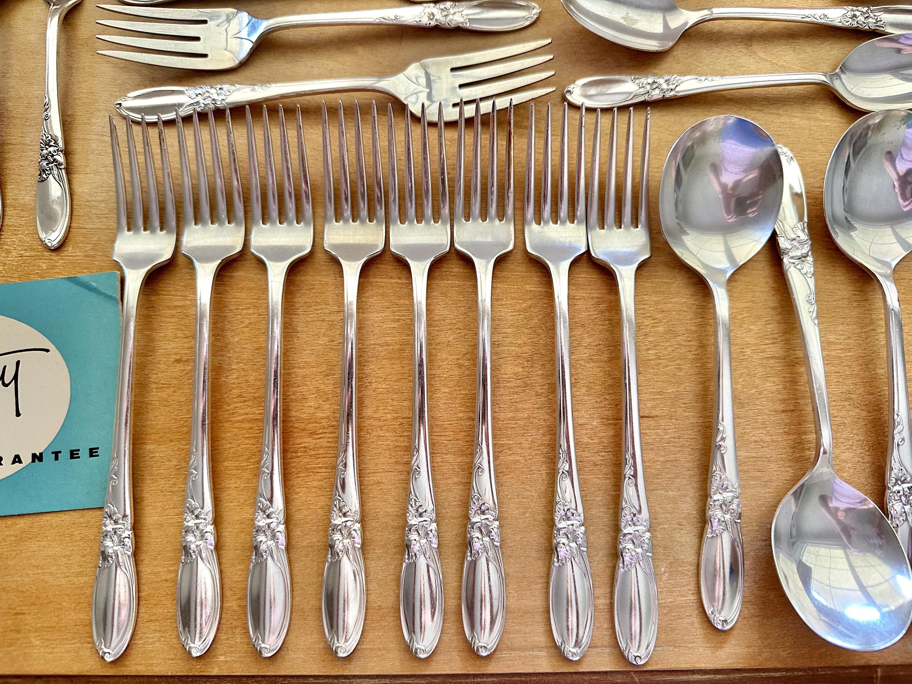 Silver Plated Art Nouveau Community Flatware White Orchid Pattern, 8 ...