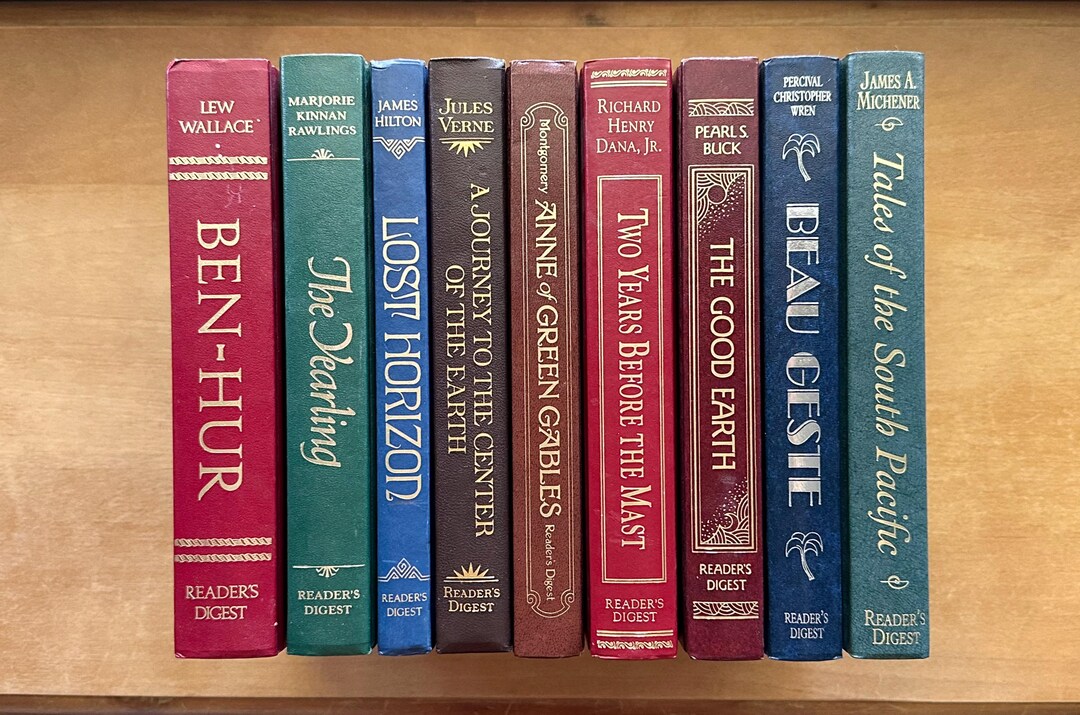 Vintage Classics Library Set With Leather Spine & Gilt Lettering, Like ...