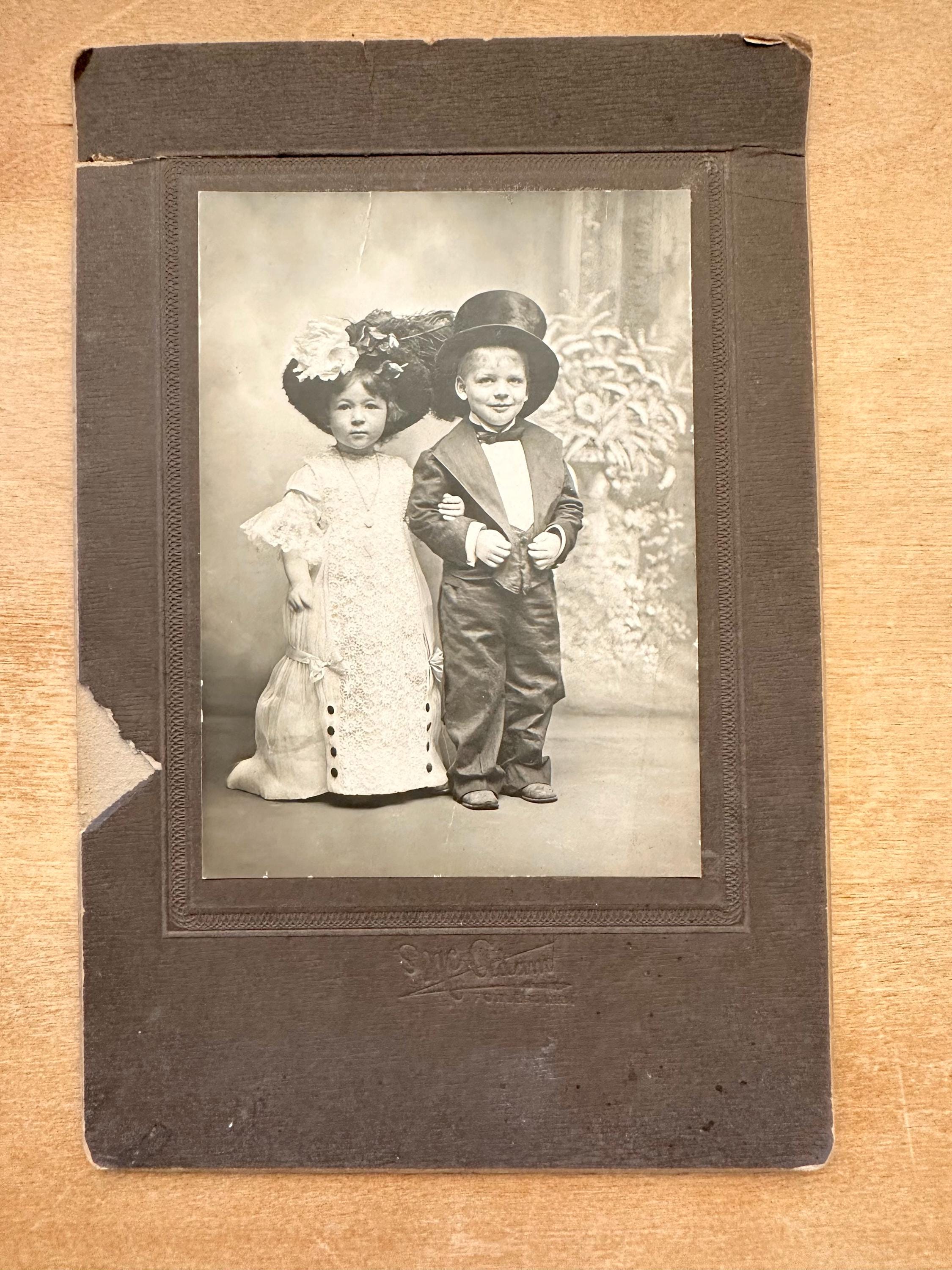 Antique Unique Early 1900s Little People Couple Black and White Studio ...