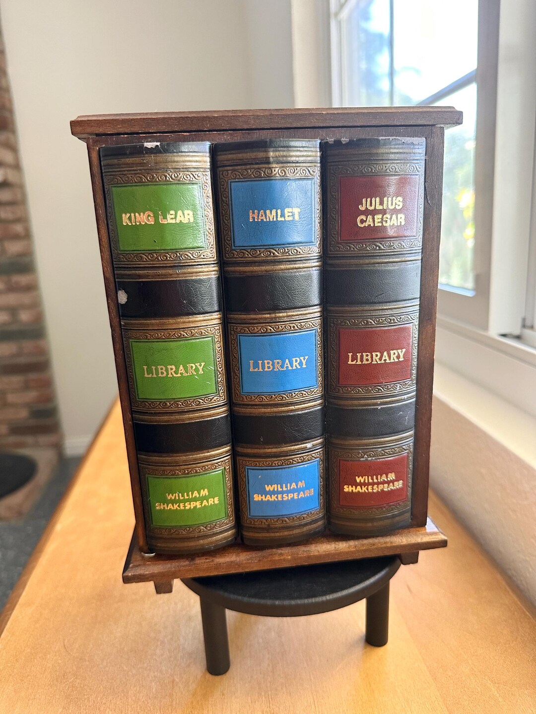 Shakespeare Bookshelf Secret Hidden Wood Jewelry Box Four Lined ...
