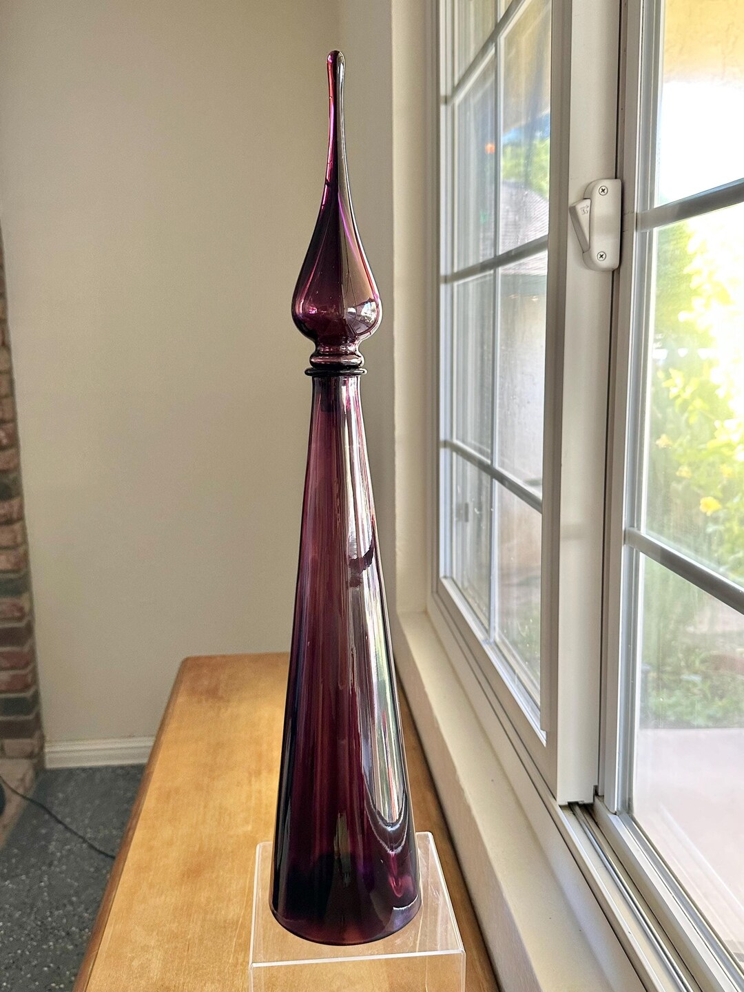 Empoli Glass Purple Decanter 24.25 Tall With Teardrop Stopper Paneled ...