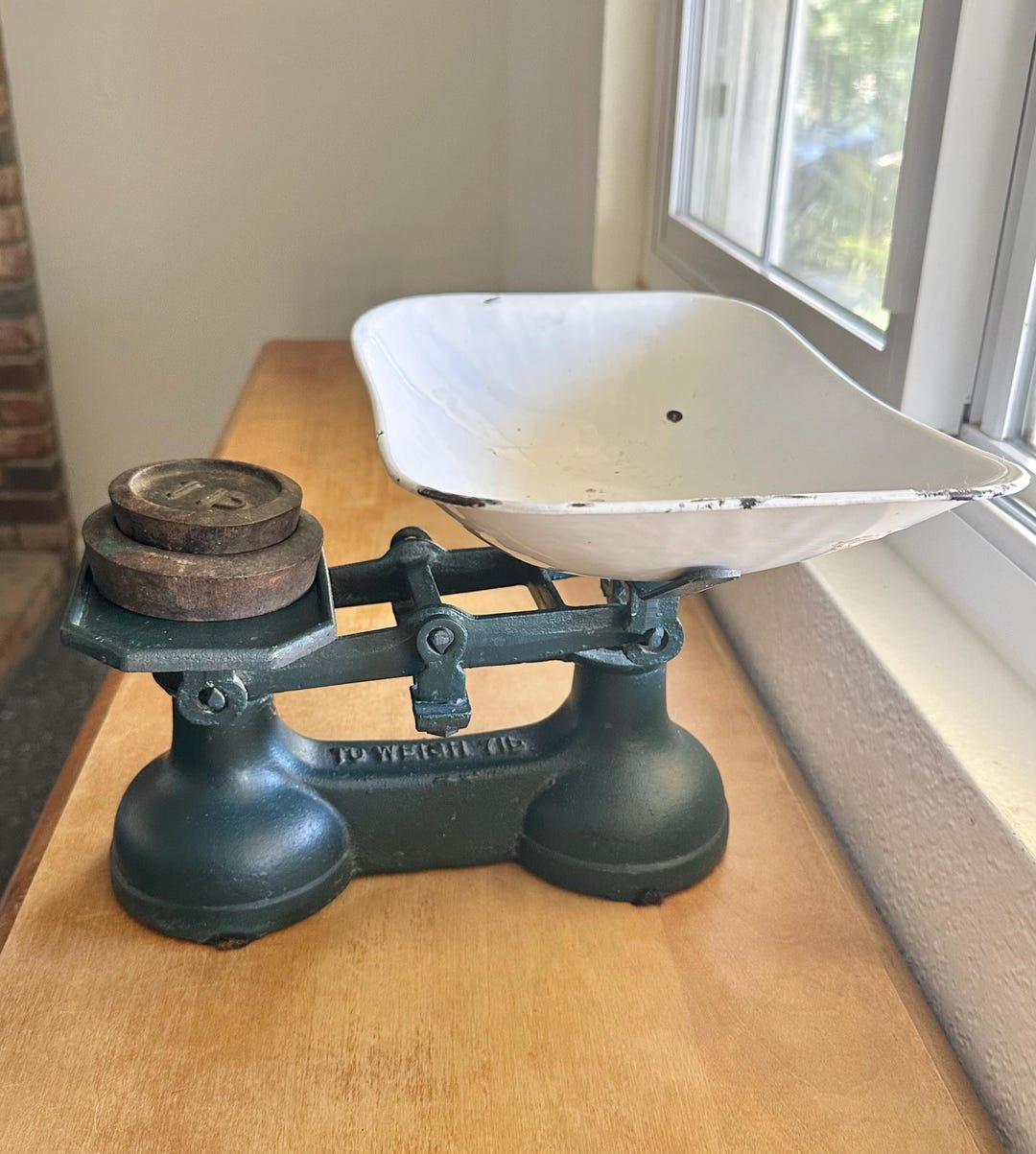 Antique Cast Iron Kitchen Counterweight Balance Scale, Classic Green ...