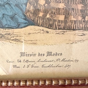 Miroir Des Modes French Wood Framed Pair of 1800s Women Fashion Prints ...