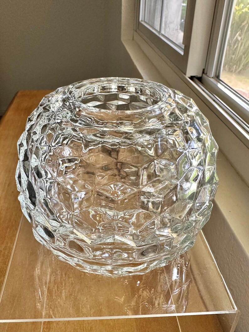 Fostoria American Pattern Clear Crystal Glass Cubist Fairy Lamp for ...