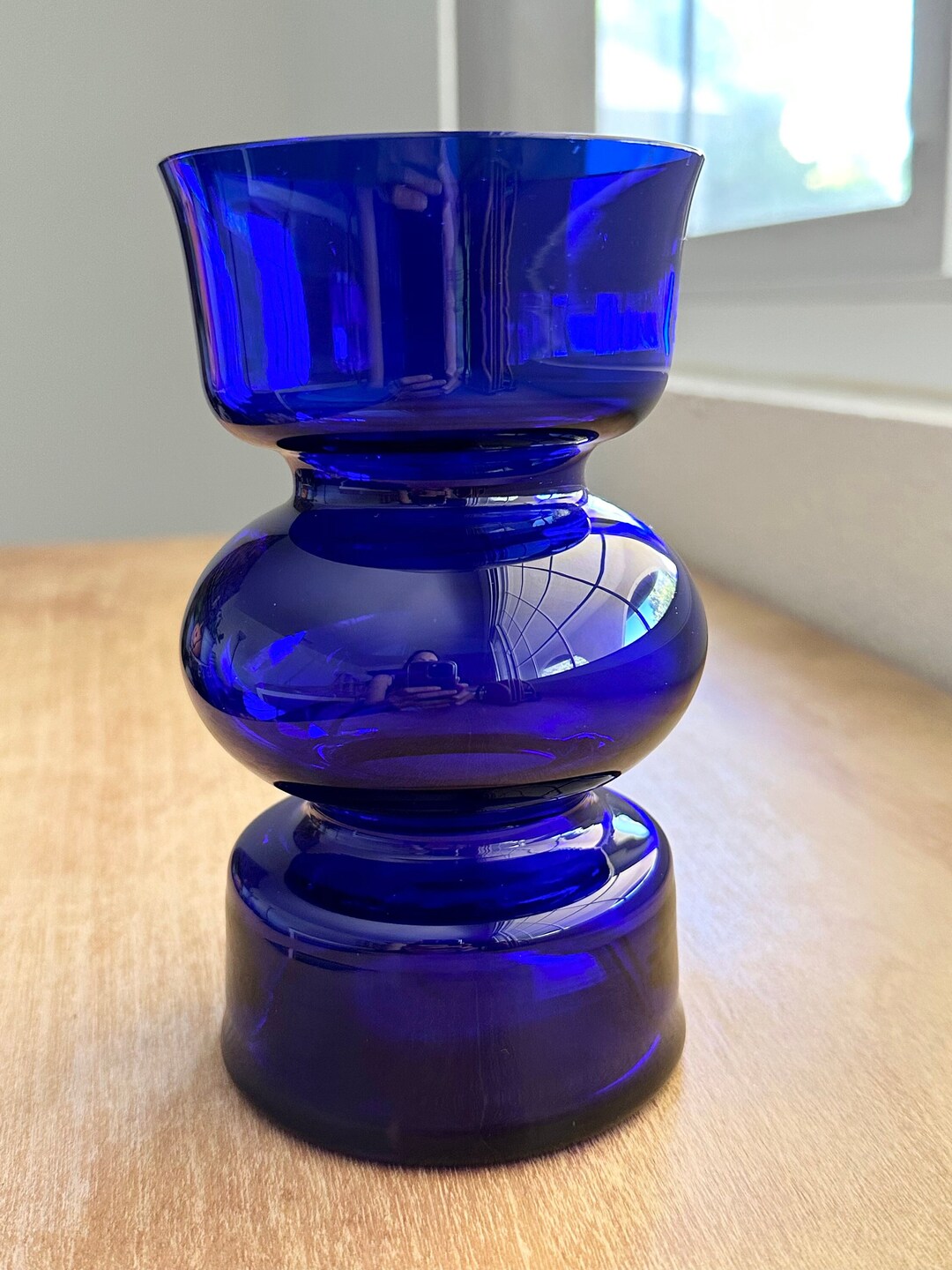 Deep Cobalt Blue Glass Hooped Vase by Magnor Glassworks Norway ...