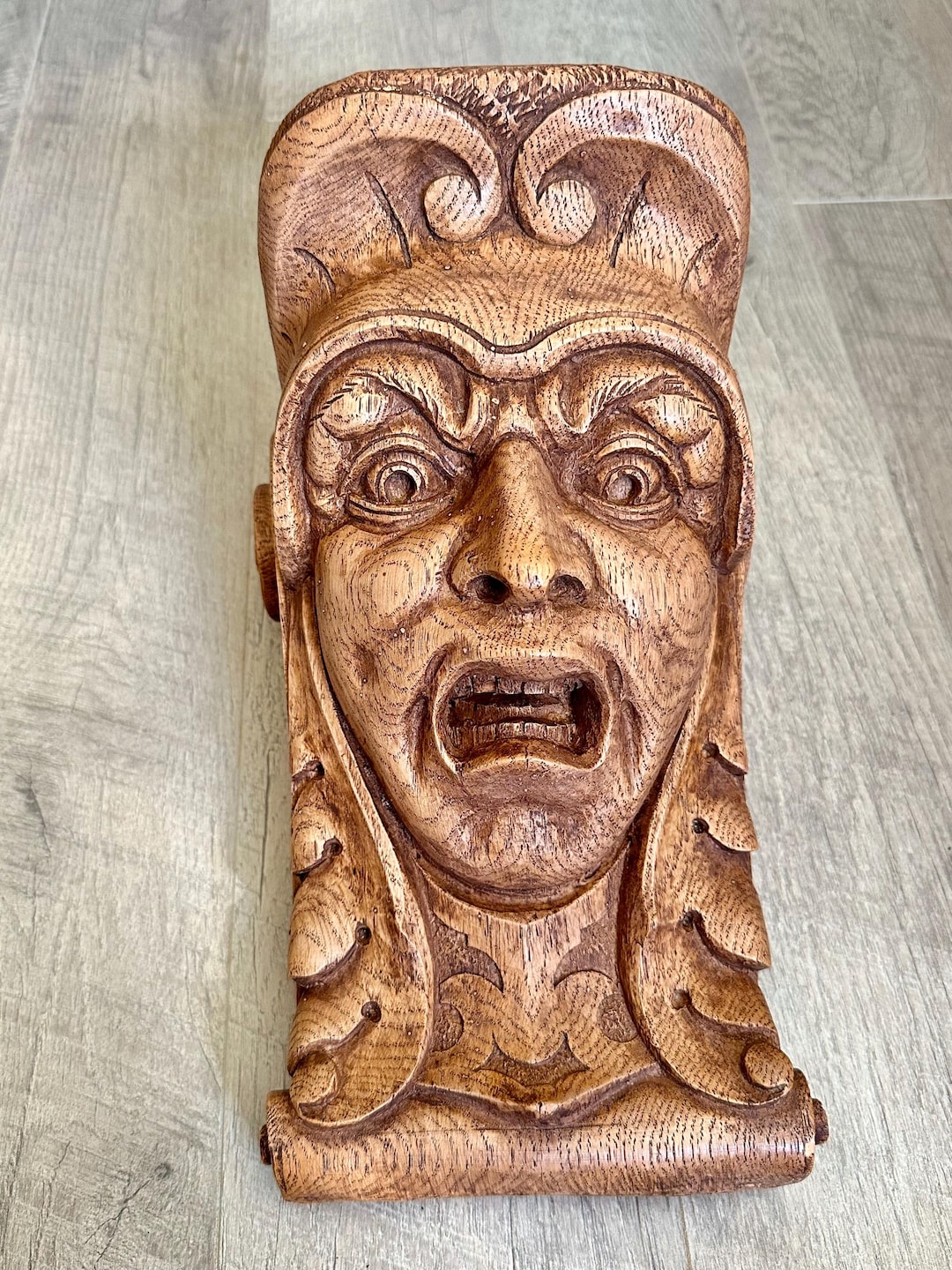 Vintage Cast Plaster Wood Like Corbel Expressive Woodland Gothic ...