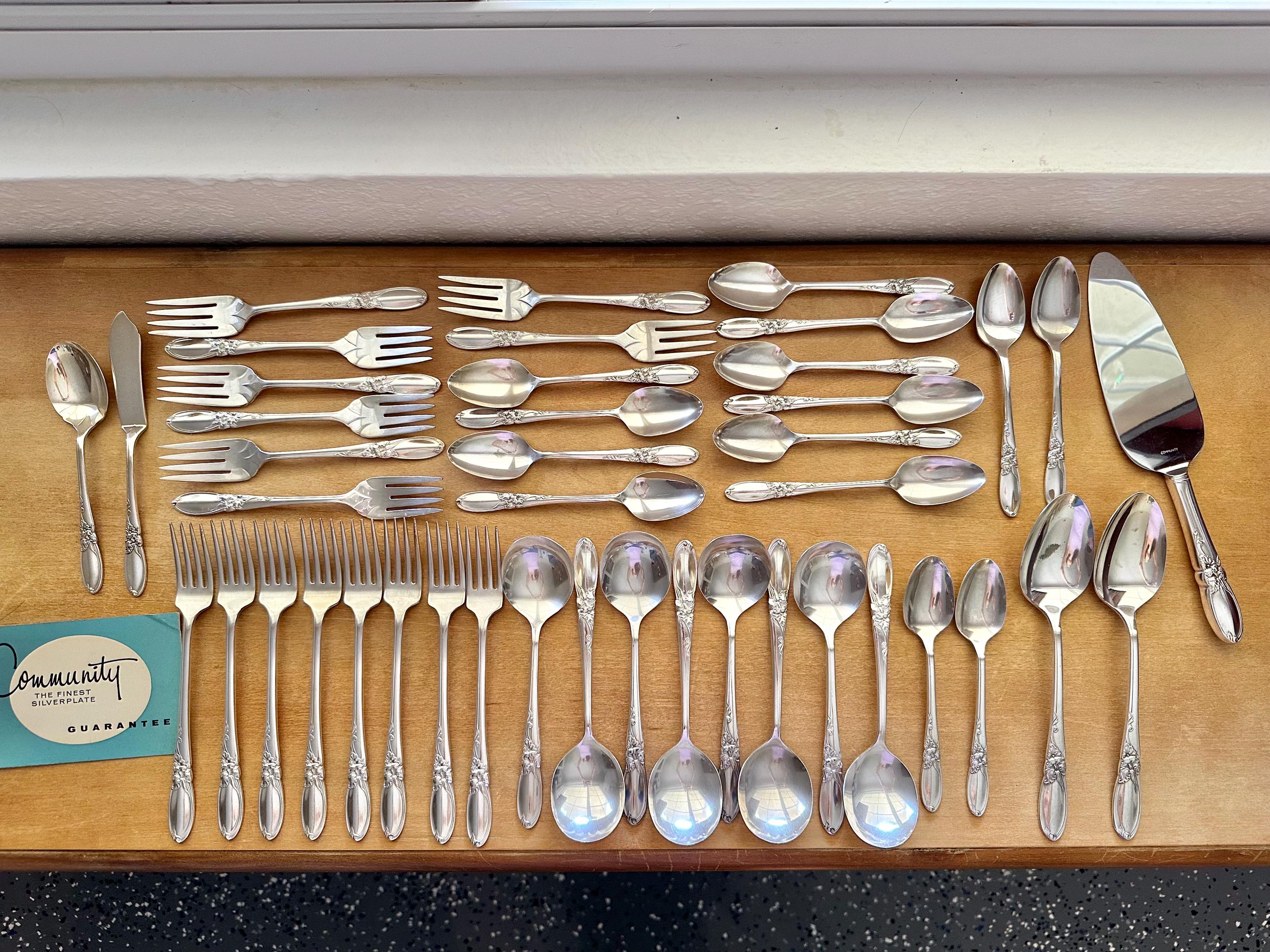 Silver Plated Art Nouveau Community Flatware White Orchid Pattern, 8 ...