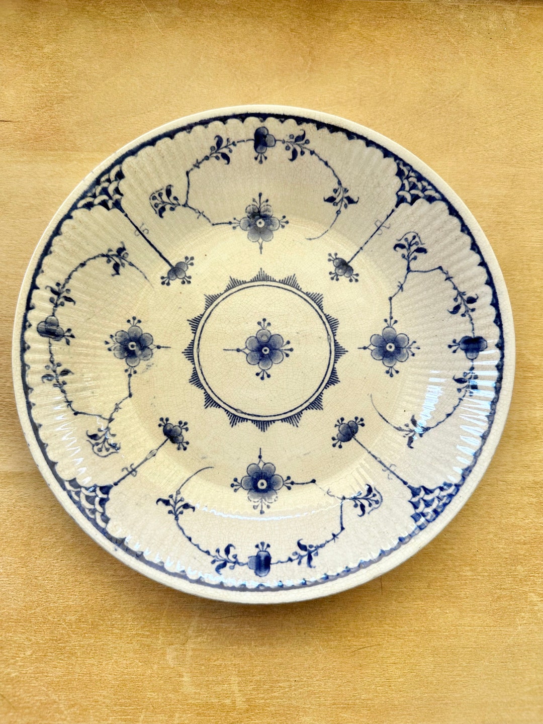 Furnivals Limited Antique Blue and White Petite Floral Design Ceramic ...