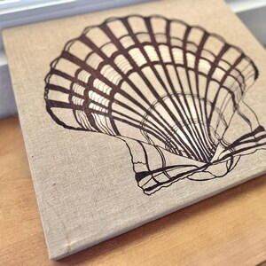 Marushka 16” Seashore Scallop Shell Screen Printed Art on Linen ...