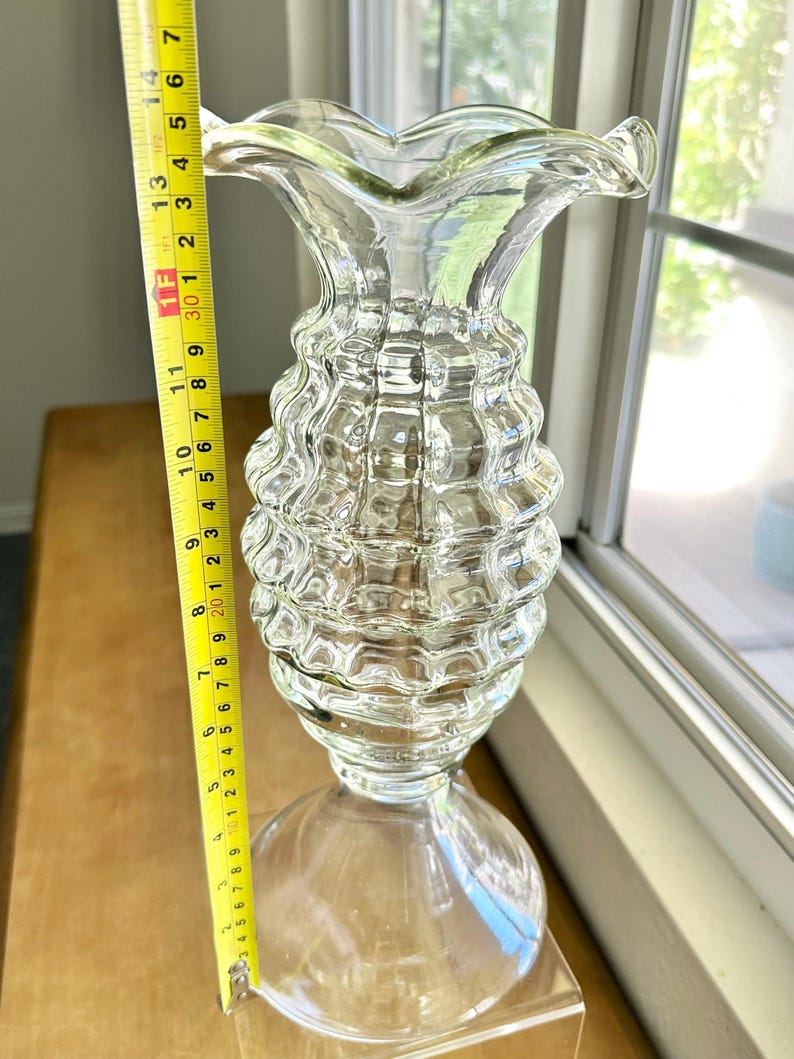 Large Pineapple AKA Grenade Clear Crystal 13.75” Glass Vase Wide ...