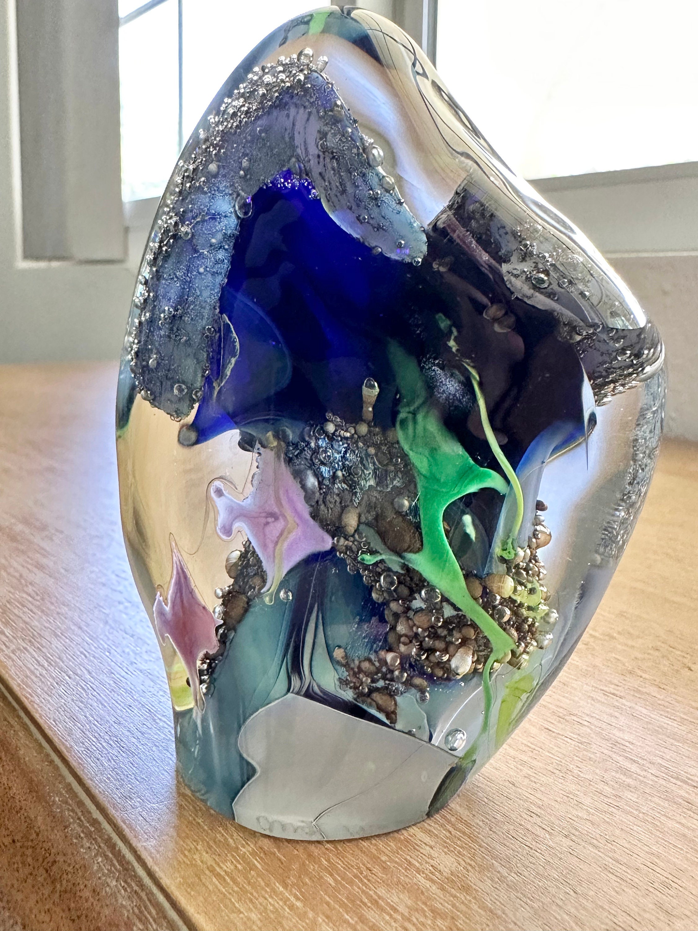 Zellique Art Glass Reef Ocean/sea Wave Sculpture Paperweight - Etsy
