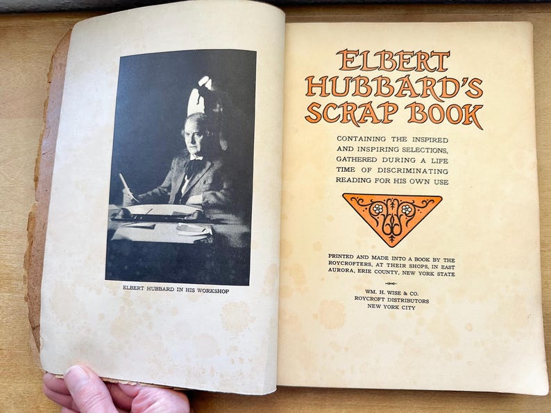 Elbert Hubbard’s Scrap Book 1923 Leather Bound Antique Notebook Style ...