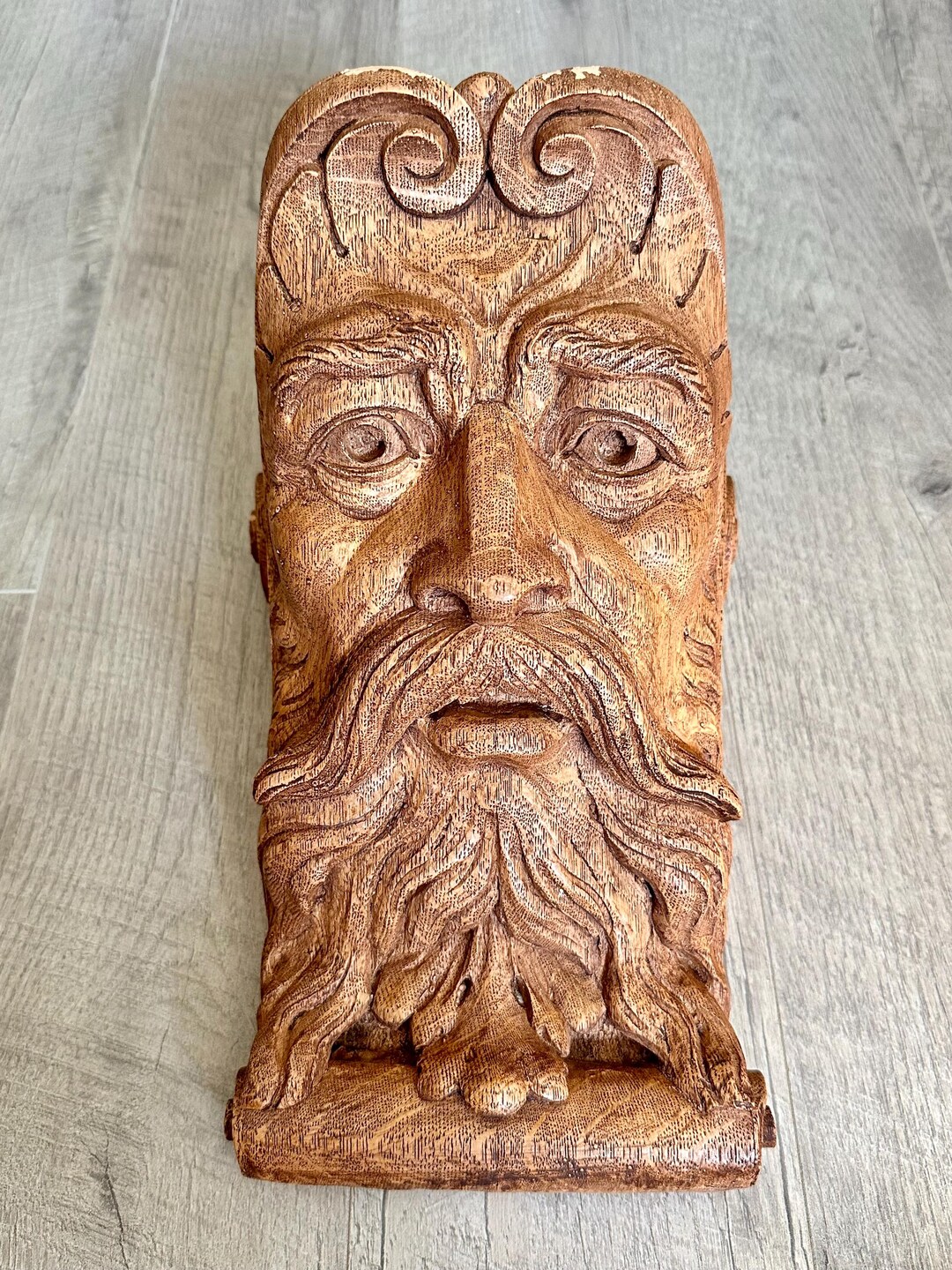 Vintage Plaster Wood Like Corbel Woodland Wise Old Green Man Wizard ...