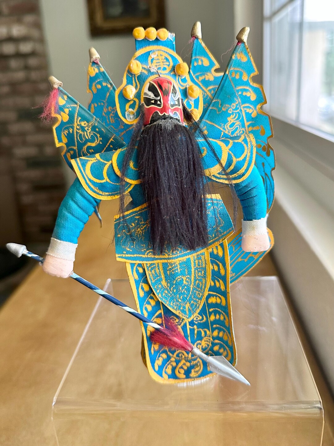 Chinese Opera Warrior Figurine Guan Gong Red Mask & Beard Theatre ...