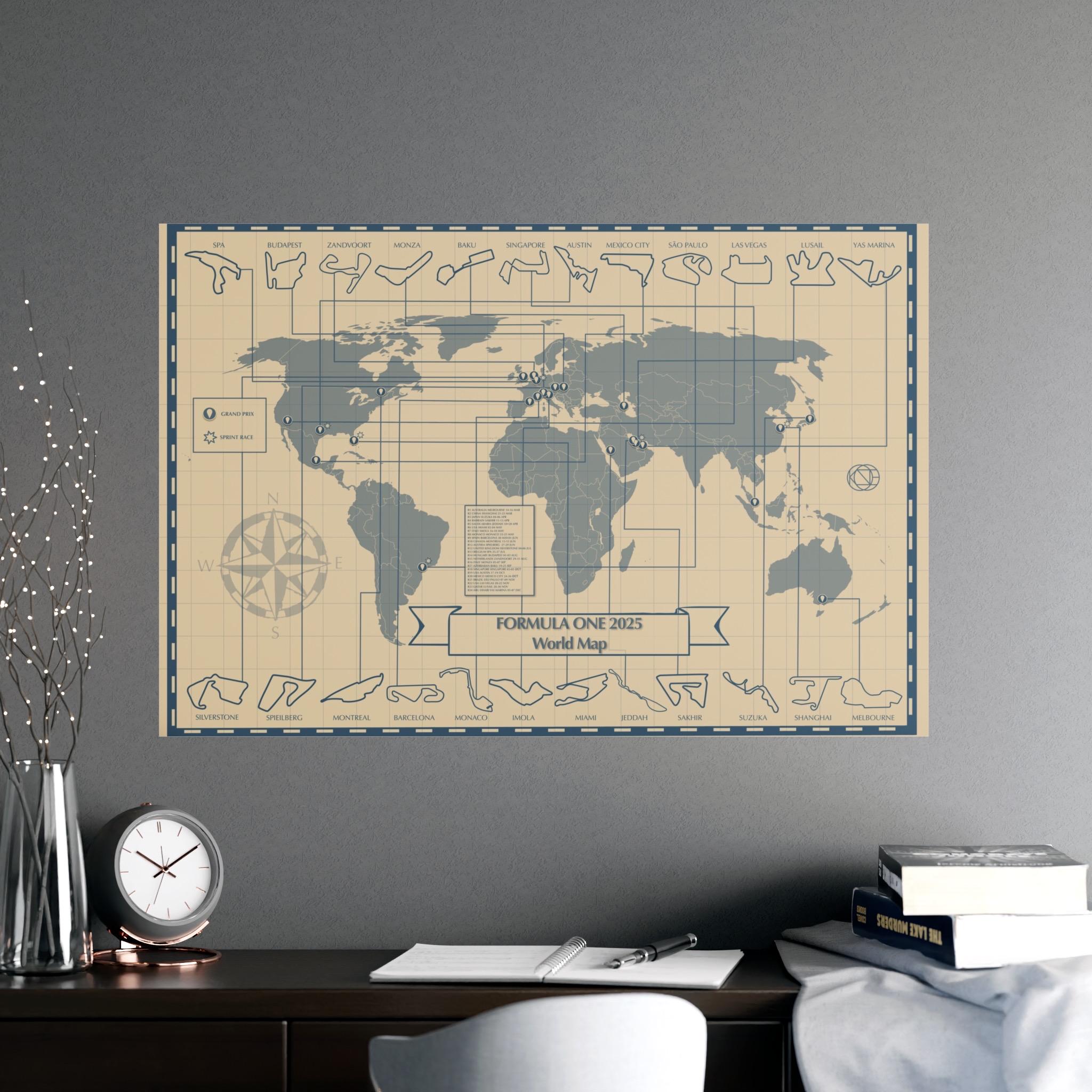 Formula One 2025 World Map - Etsy Australia