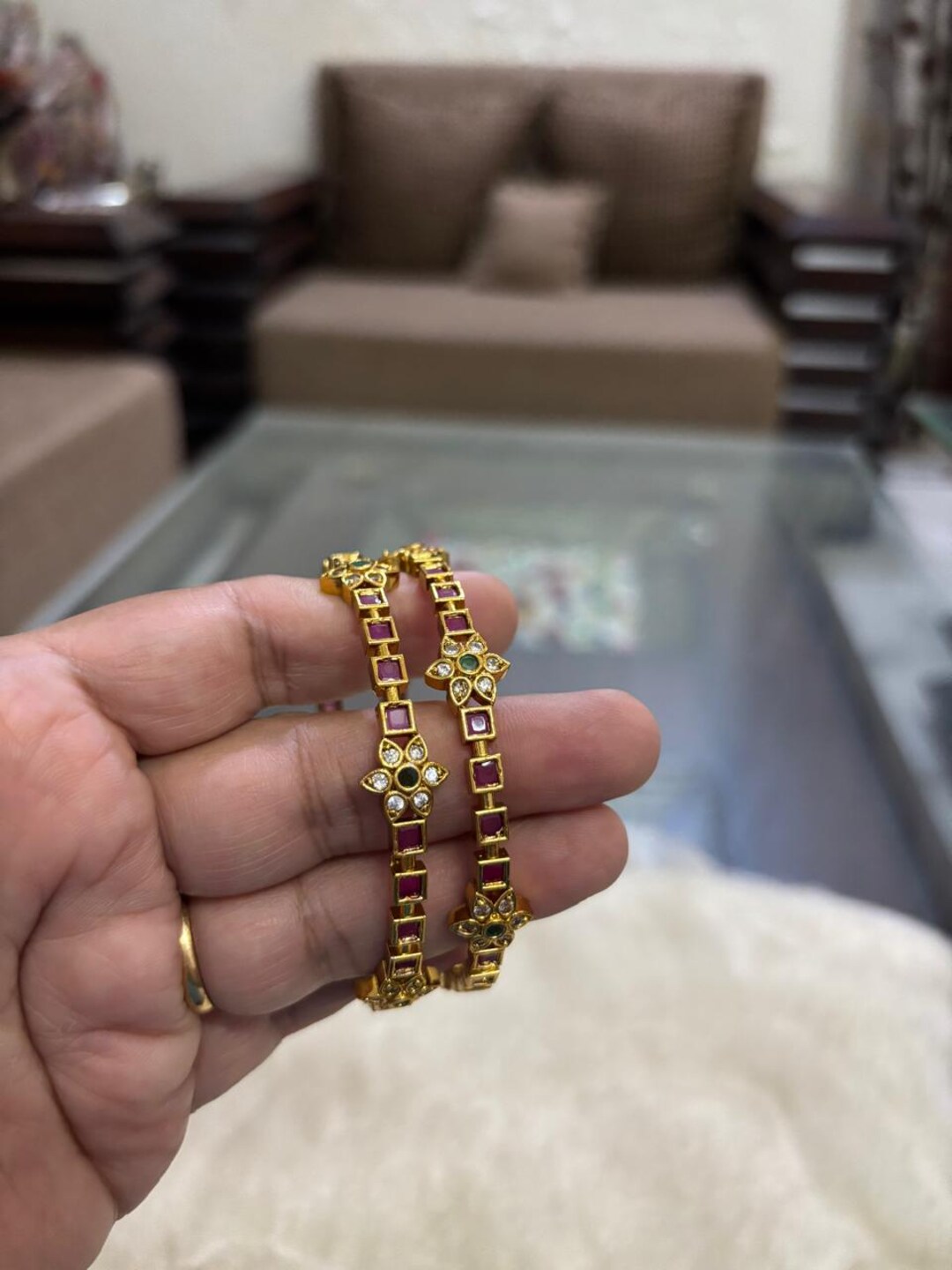 Gold Plated Bangles Set, Indian Kada Bracelet - Etsy