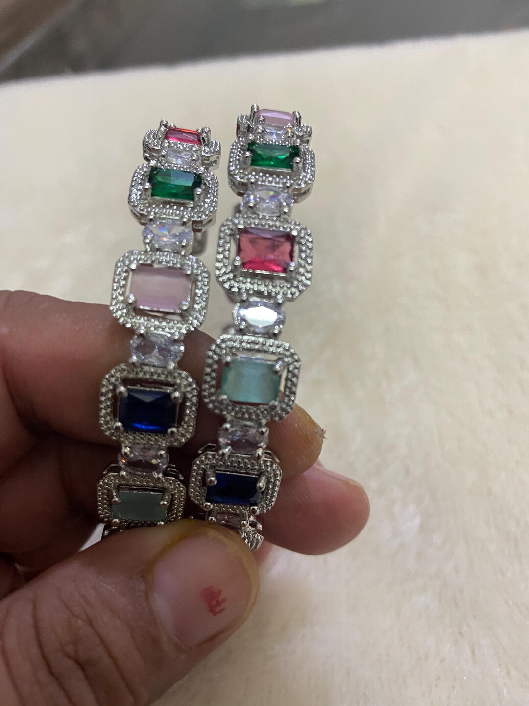 Indian Handmade Bollywood Bangles Lac Latkan AD Jhumka Bangles /silver ...