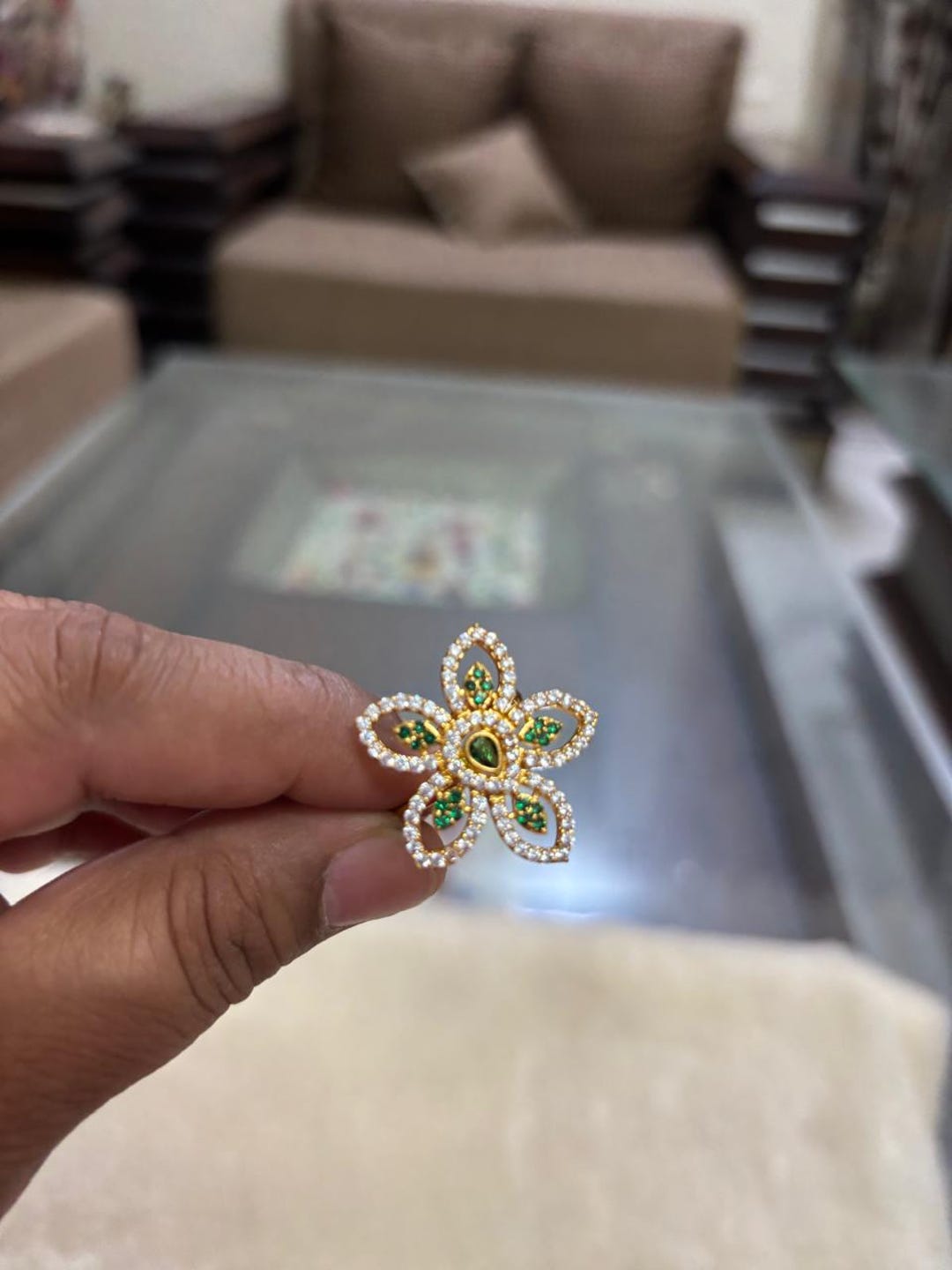 Beautiful Adjustable Ring Golden Indian Ring / India Pakistani Silver ...