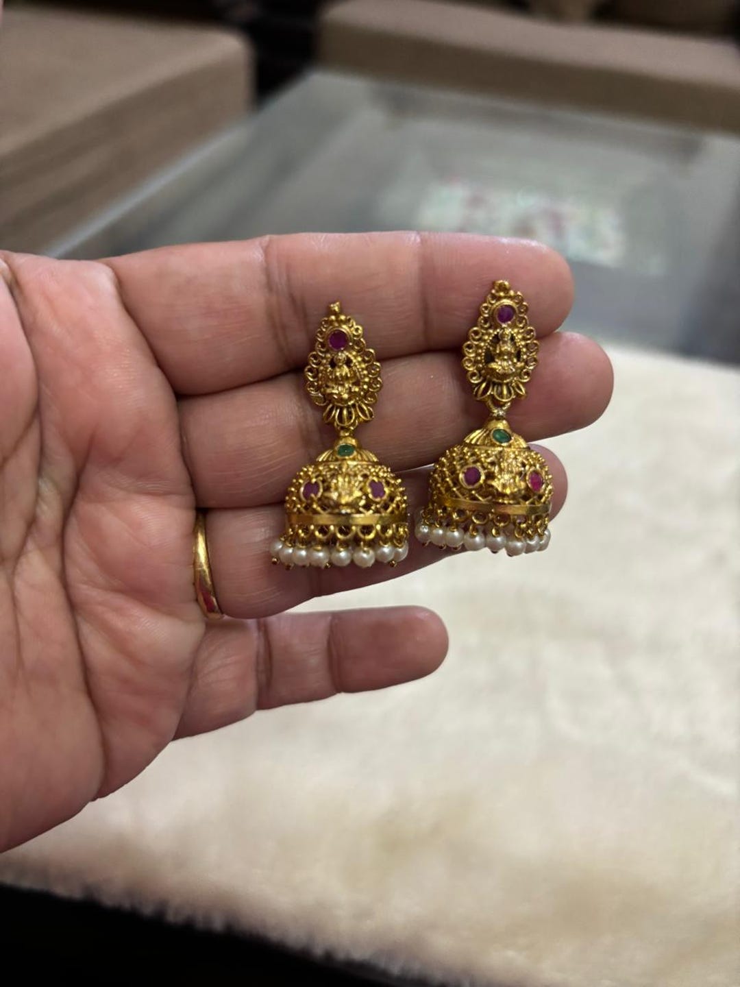 Alia Bhat Celebrity Inspired Golden Plated Pearl Chandbali Earrings ...