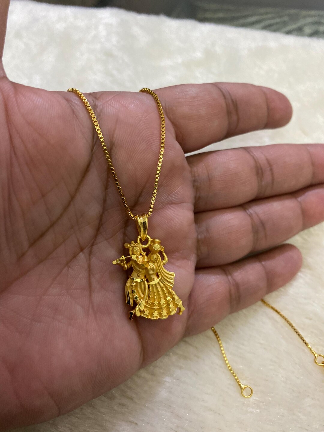 Gold Plated Indian Lord Gopal Pendent Gold Plated Radha Krishna Pendent ...