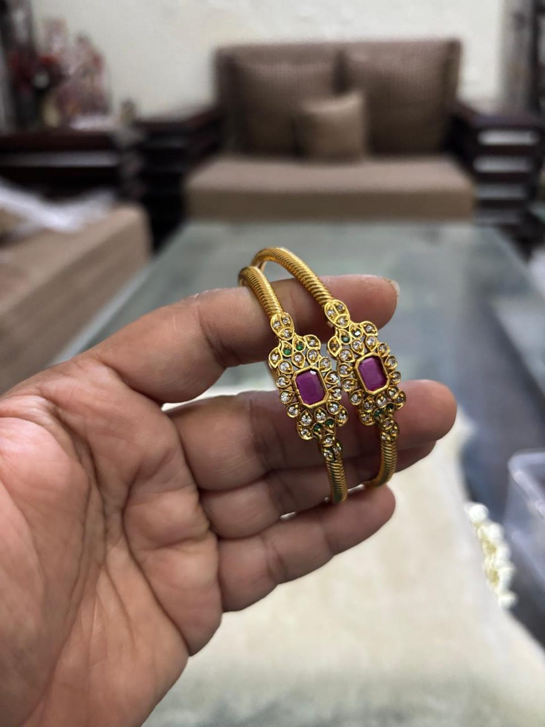 Gold Plated Bangle Set, Indian Kada Bracelet, Daily Wear - Etsy