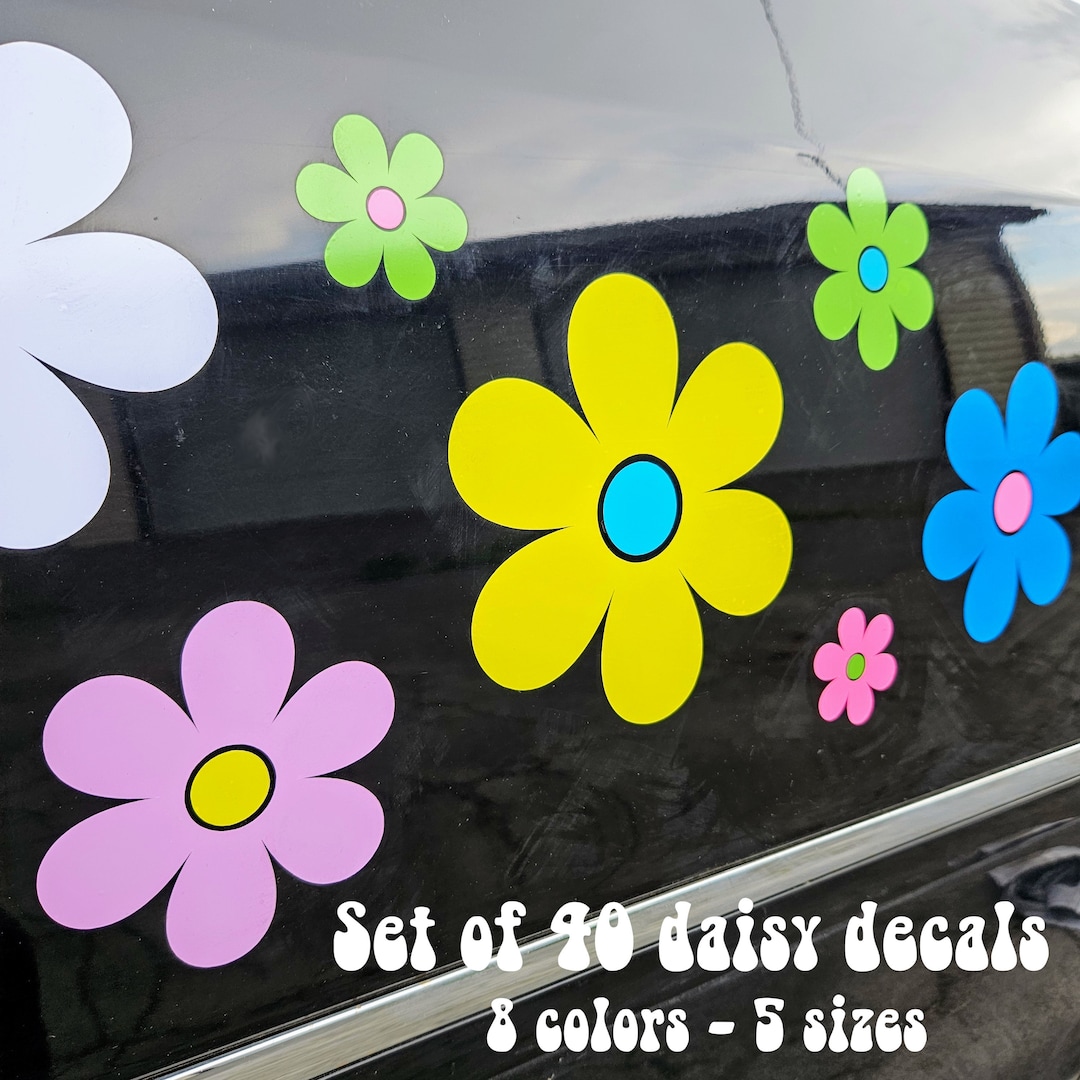 Flower Car Decals Daisy Decals for Car Colorful Daisy Car Stickers Set ...