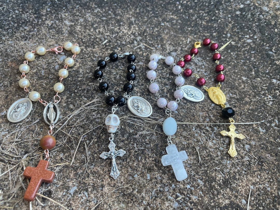 Steering Wheel Rosary, Car Rosary, Rosary, Mini Rosary, St. Christopher ...