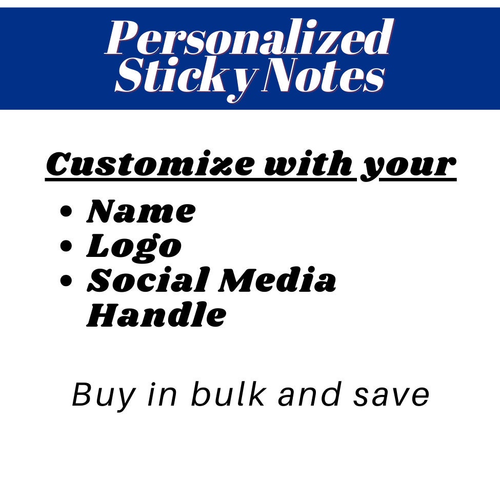 Custom Sticky Note Pad With Name, Logo, Branding Stationery ...