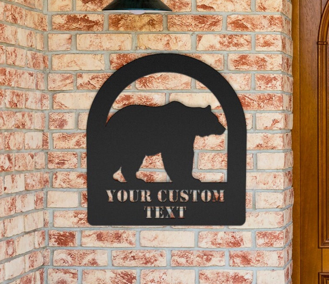 Personalized Metal Bear Address Sign | Custom Bear-themed House Number ...