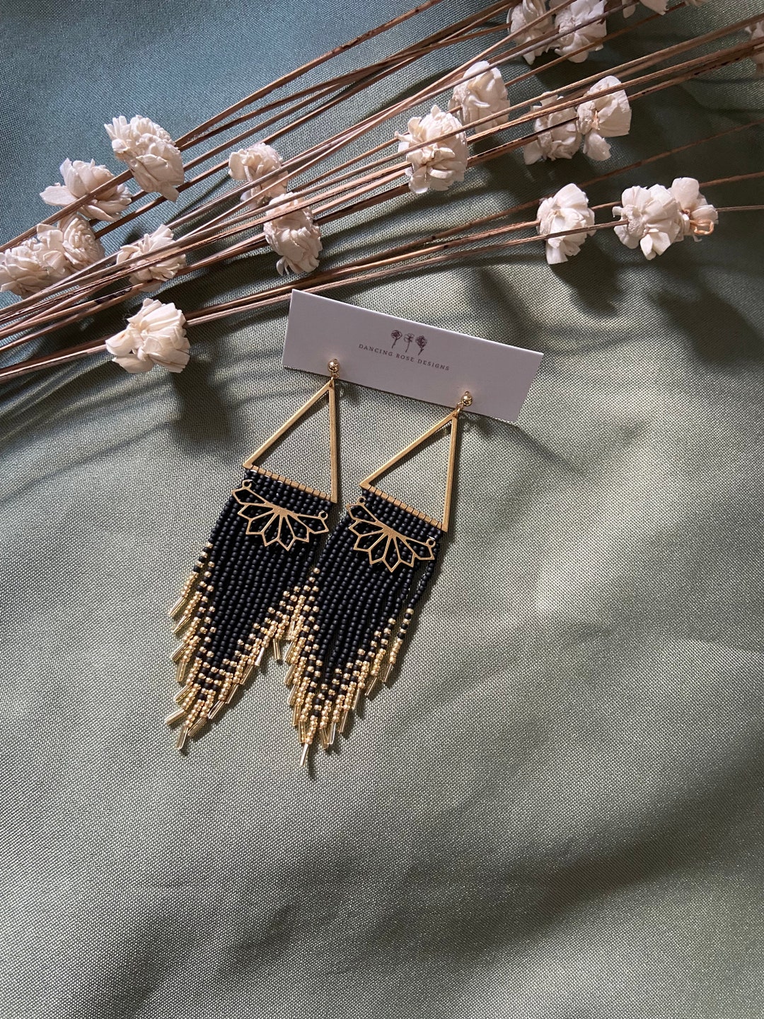 Black Lotus Shoulder Dusters/ Black & Gold/ Brass Triangle - Etsy
