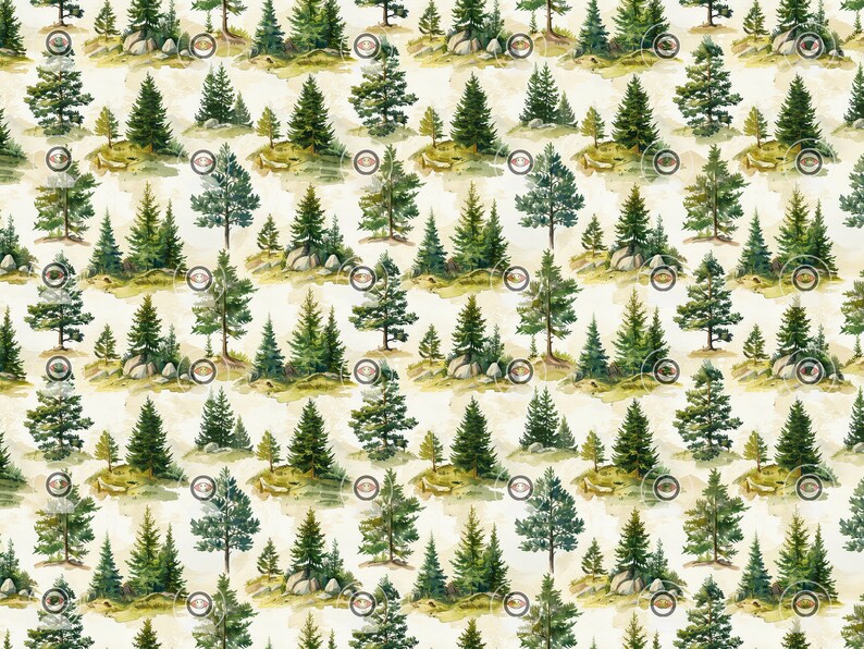 Evergreen Tree Seamless Pattern Digital Download Tile Background Pine ...
