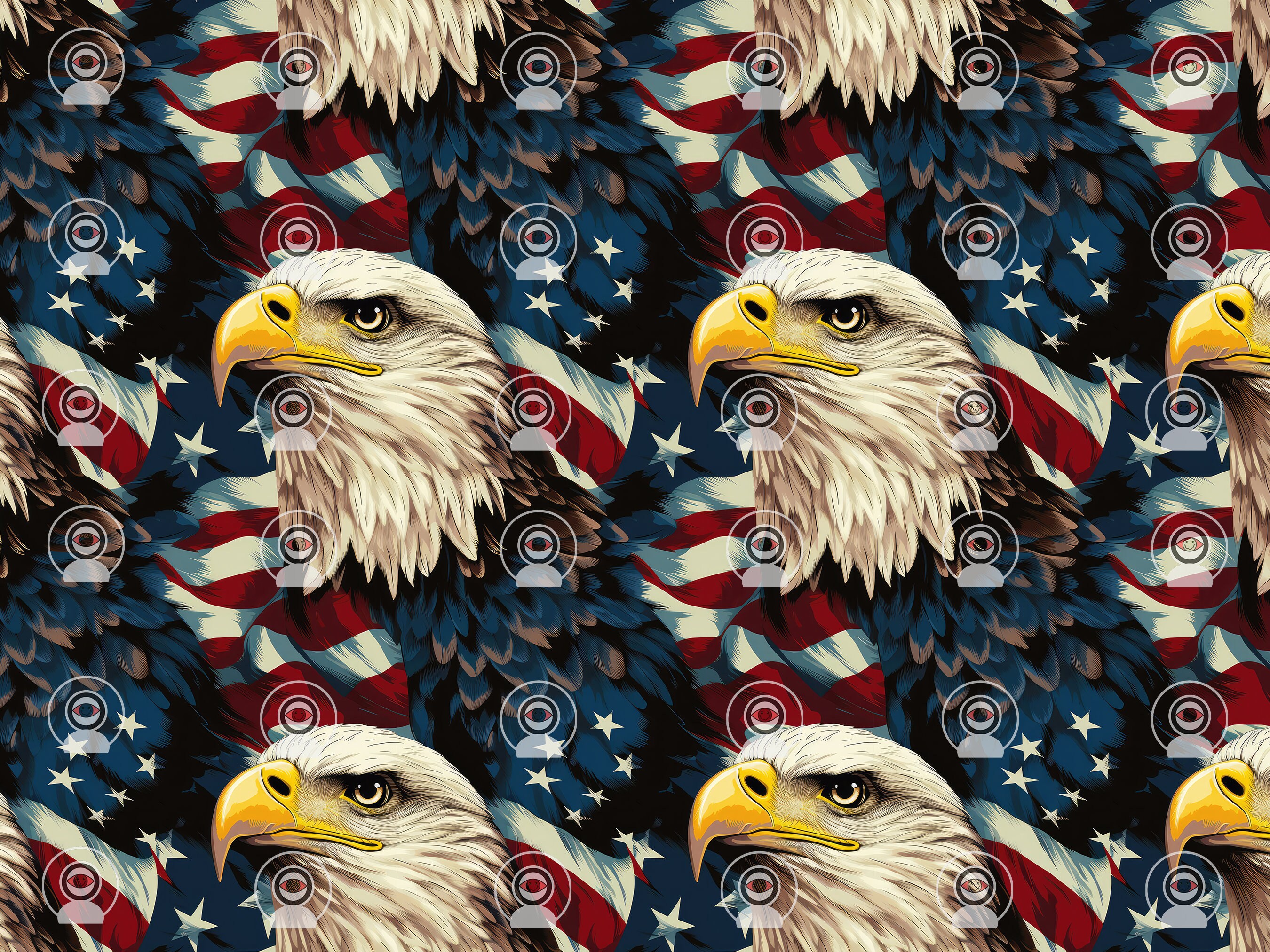 American Bald Eagle Seamless Pattern Digital Download Tile Background ...