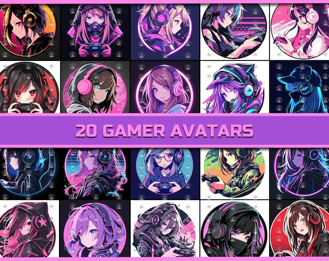 Cyberpunk Gamer Girl 20 Digital Download Anime Gaming Profile Logos ...
