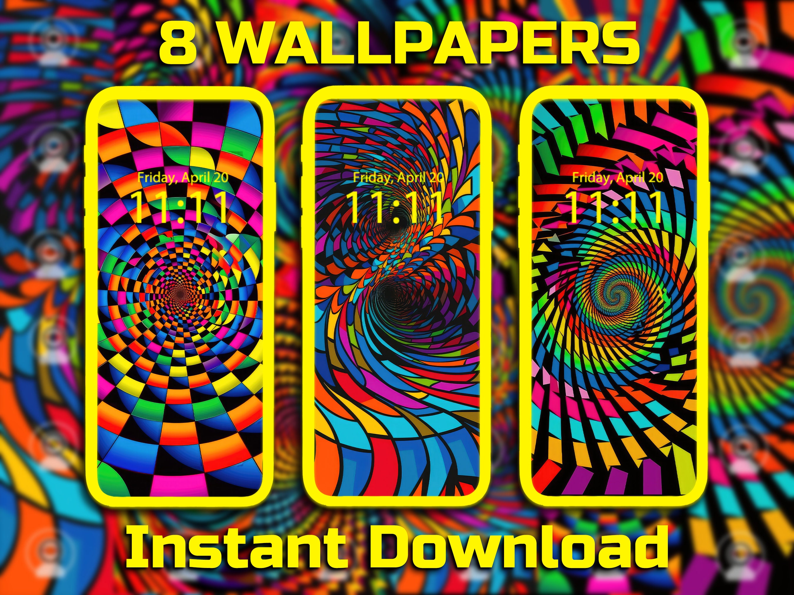 Psychedelic Illusion Phone Wallpaper 8 Digital Download Backgrounds ...