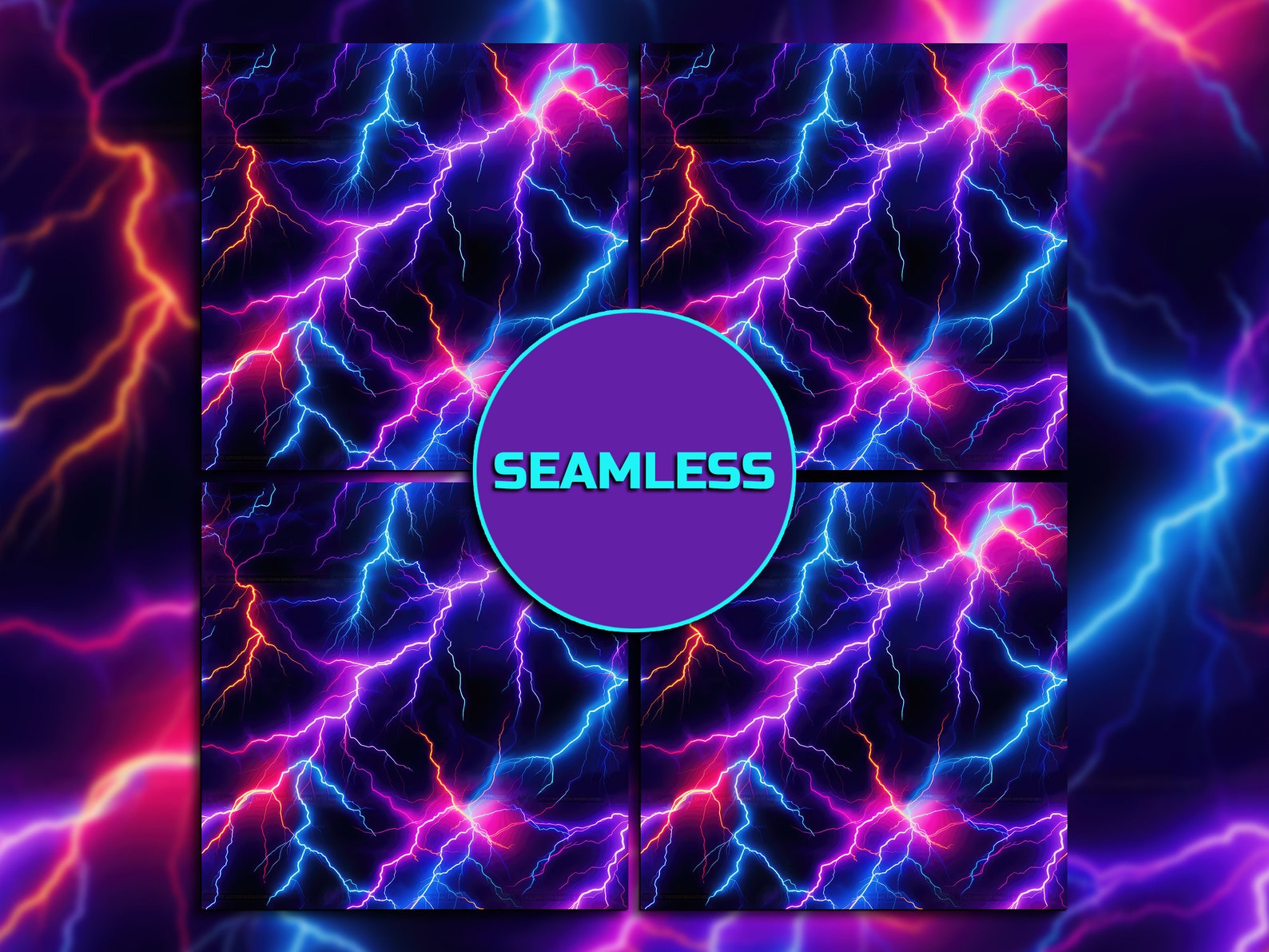 Neon Lightning Seamless Pattern Digital Download Tile Background ...