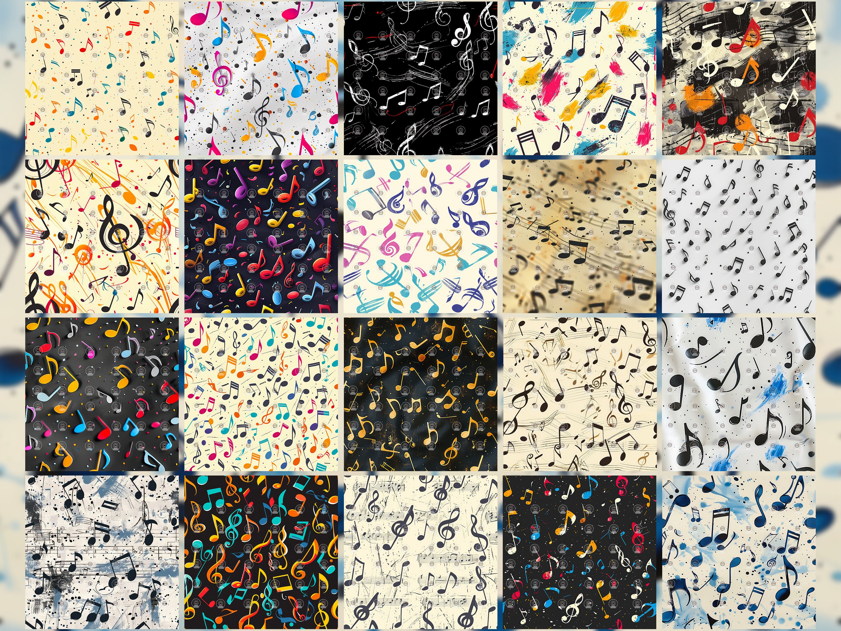 Musical Notes Seamless Pattern Digital Download Tile Background Music ...